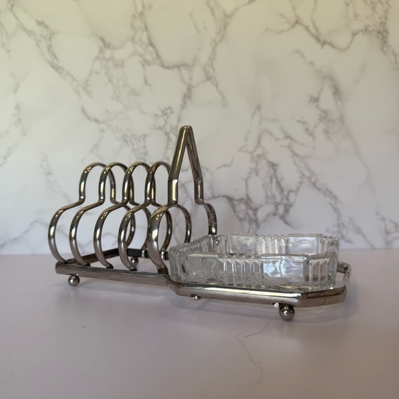 Dining | Vintage English Silver Plate Four Slice Toast Rack Wglass ...